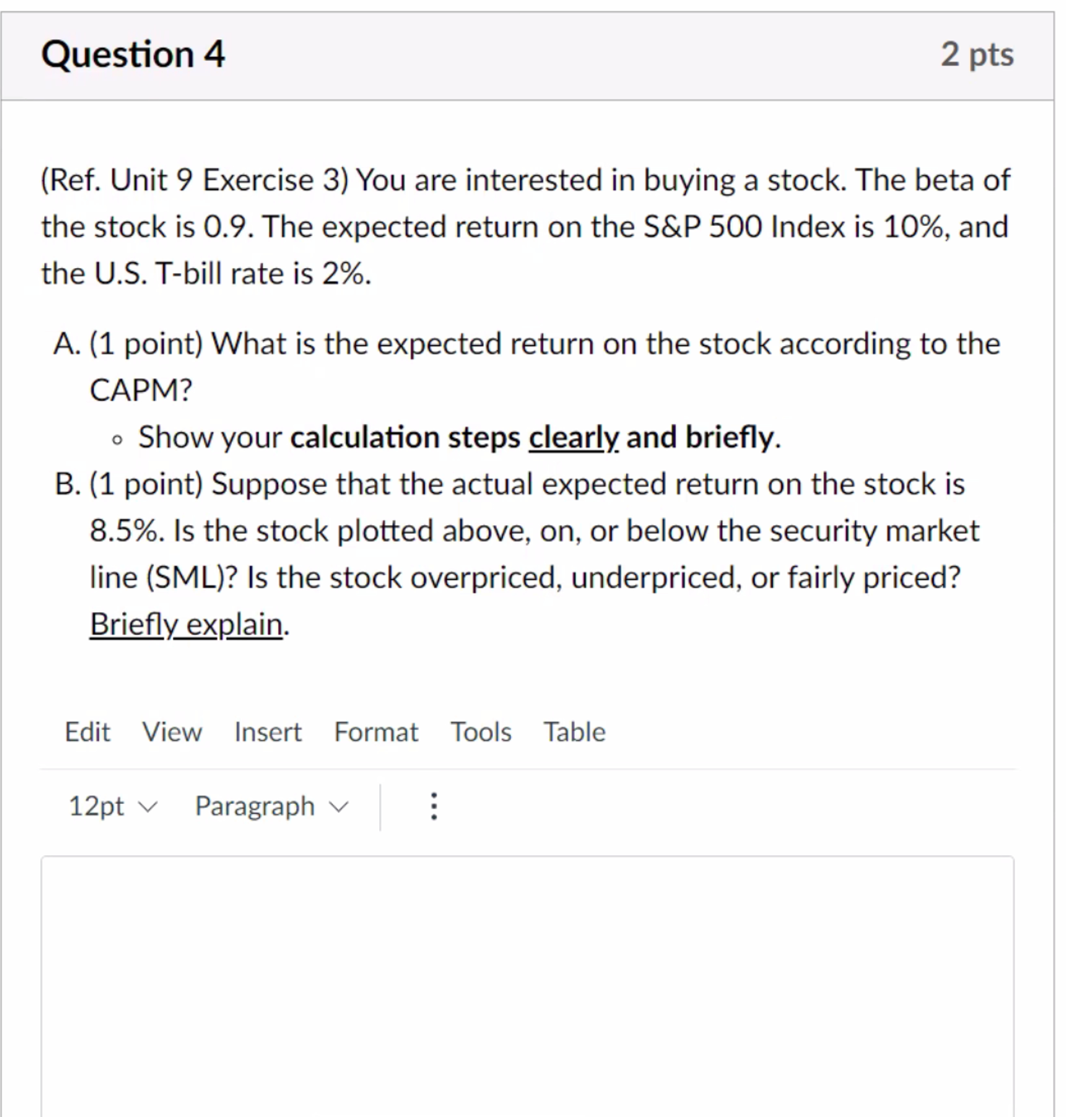 Solved Question 4(Ref. ﻿Unit 9 ﻿Exercise 3) ﻿You are | Chegg.com