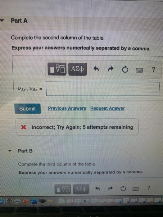 Solved Part A Complete the second column of the table. | Chegg.com