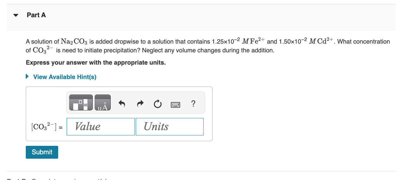 Solved Part AA solution of Na2CO3 ﻿is added dropwise to a | Chegg.com