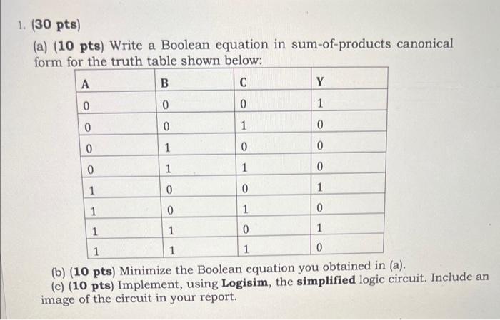 Solved (a) (10pts) Write a Boolean equation in | Chegg.com