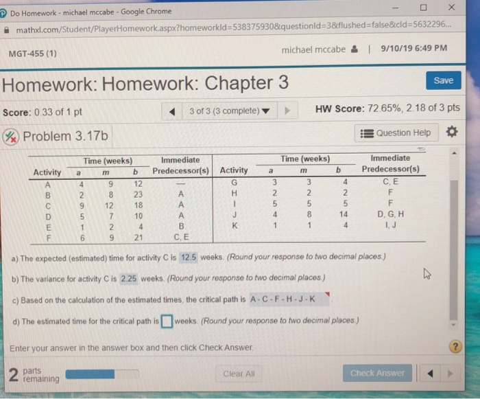 Solved X Do Homework - michael mccabe - Google Chrome | Chegg.com