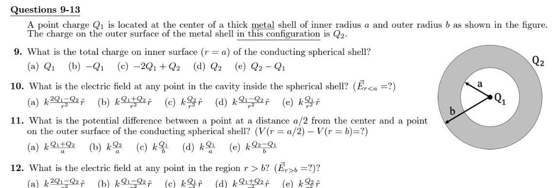 Solved A point charge Q1 is located at the center of a thick | Chegg.com