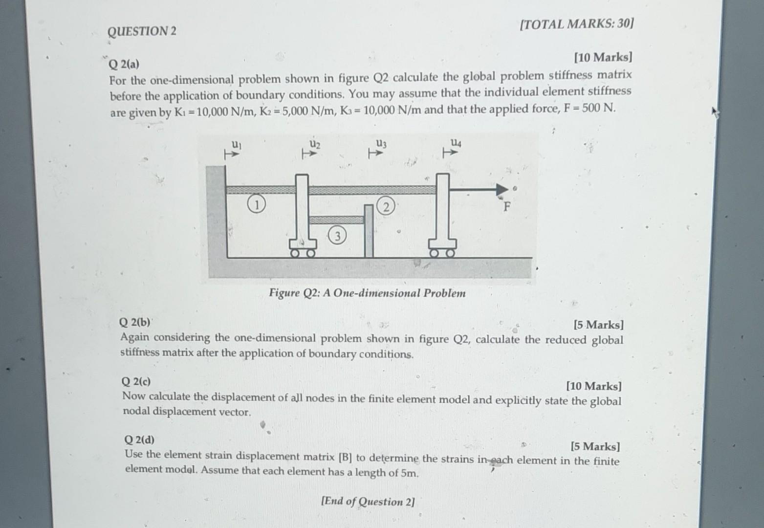 Solved For the one‐dimensional problem shown in figure Q2 | Chegg.com