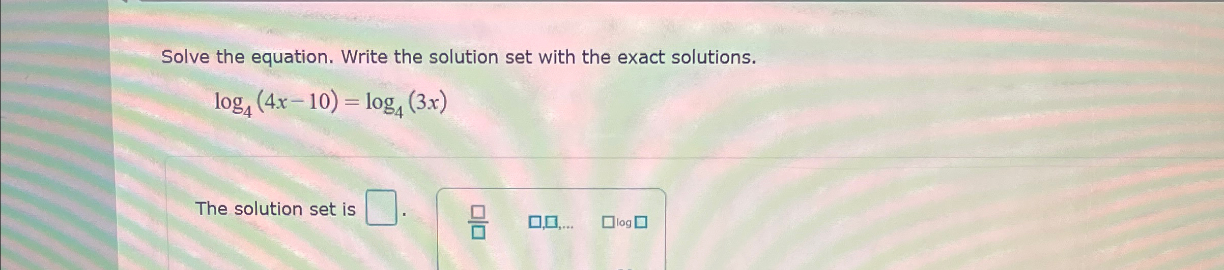 Solved Solve the equation. Write the solution set with the | Chegg.com