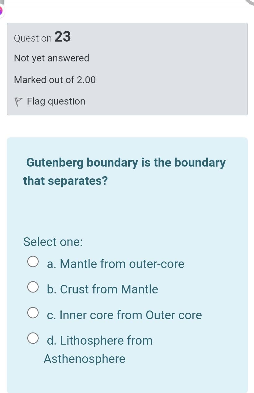 Solved Question 23 Not yet answered Marked out of 2.00 P | Chegg.com