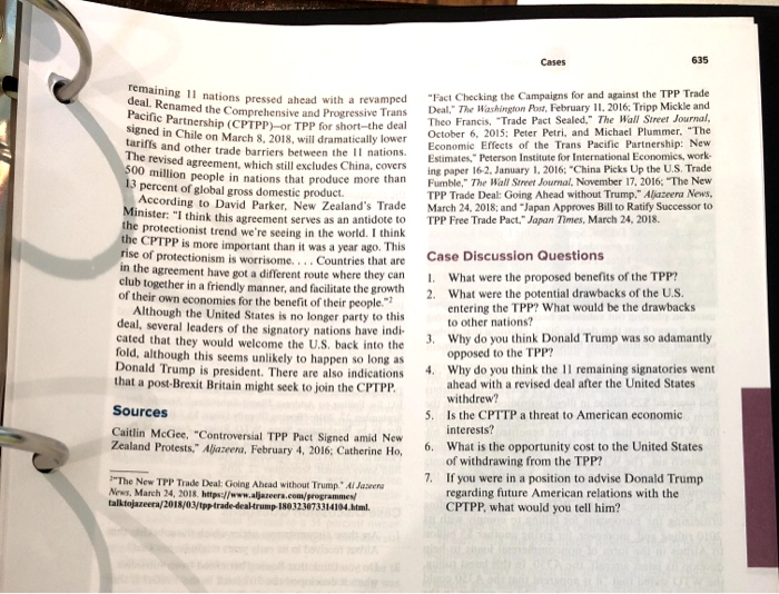 Solved Part 7 634 Cases The Trans Pacific Partnership (TPP) | Chegg.com