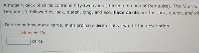 Solved A modern deck of cards contains fifty-two cards | Chegg.com