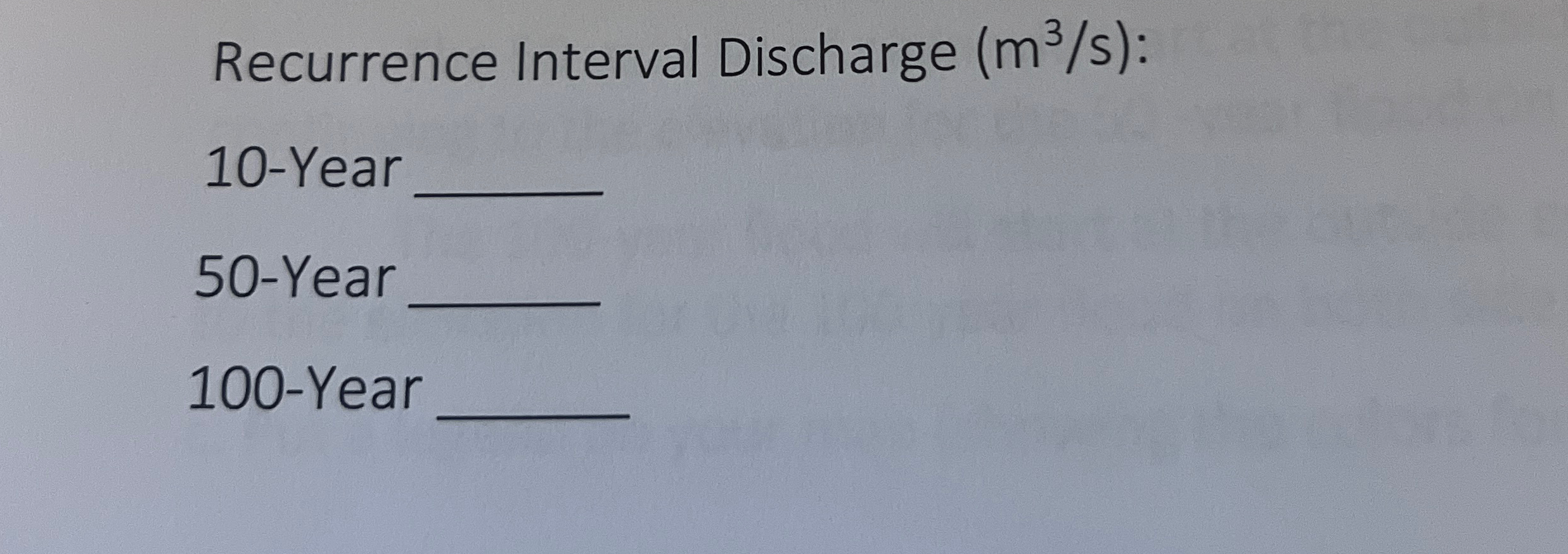 Recurrence Interval Discharge (m3s) ﻿:10-Year | Chegg.com