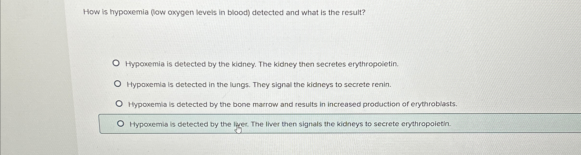 Solved How is hypoxemia (low oxygen levels in blood) | Chegg.com