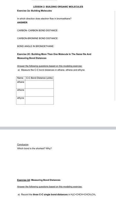 Solved LESSON 2: BUILDING ORGANIC MOLECULES Exercise 2a: | Chegg.com