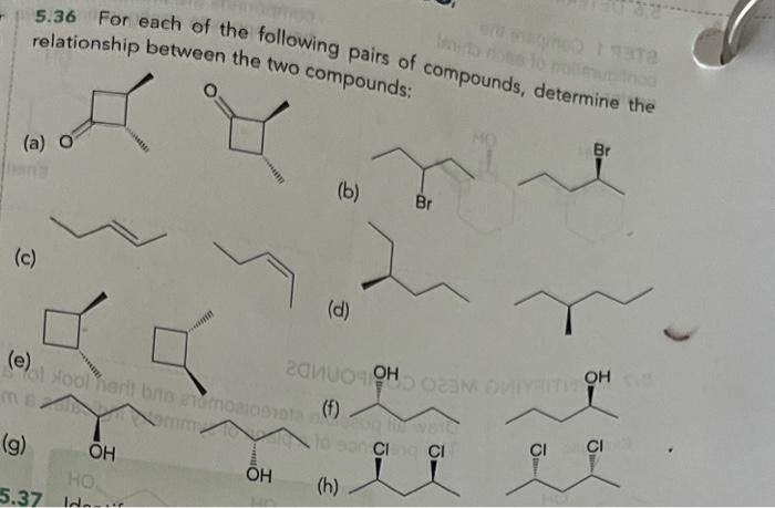 Solved 5.36 For each of the following pairs of compounds, | Chegg.com