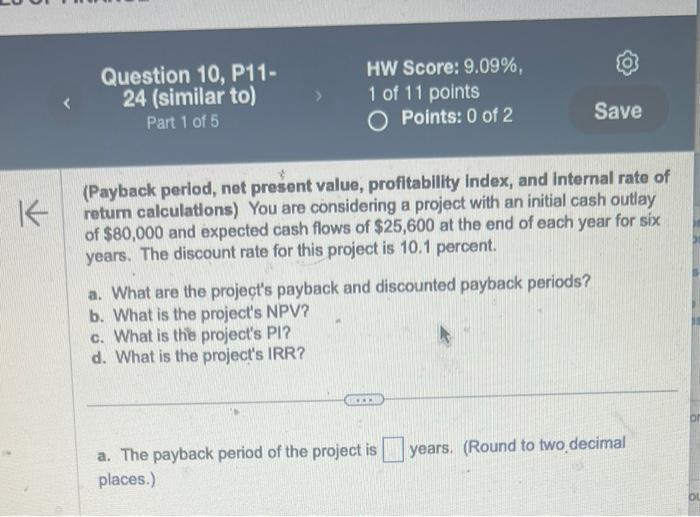 Solved (Payback period, net present value, profitability | Chegg.com