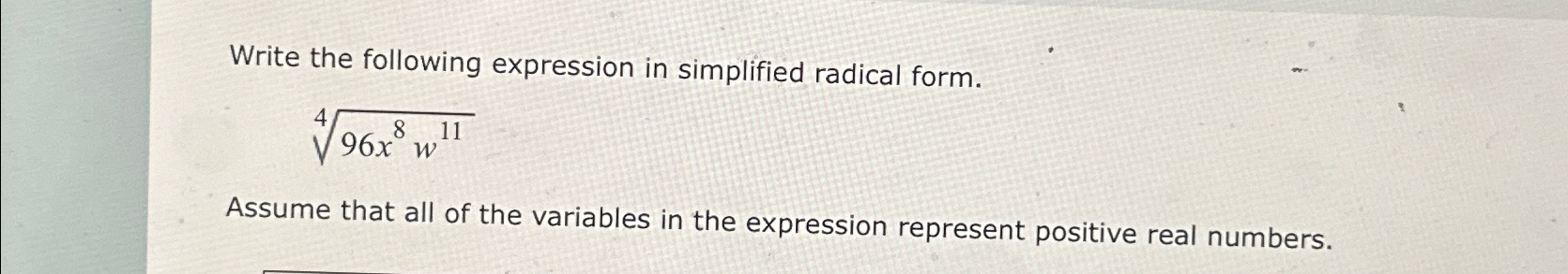 Solved Write the following expression in simplified radical | Chegg.com