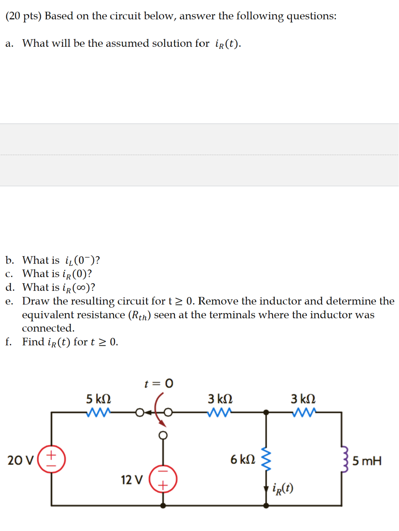 Solved (20 ﻿pts) ﻿Based on the circuit below, answer the | Chegg.com