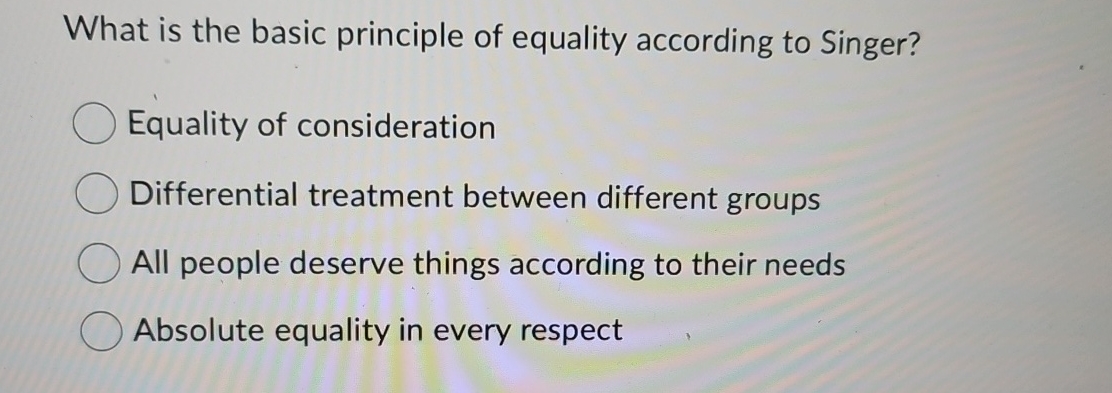 Solved What is the basic principle of equality according to | Chegg.com
