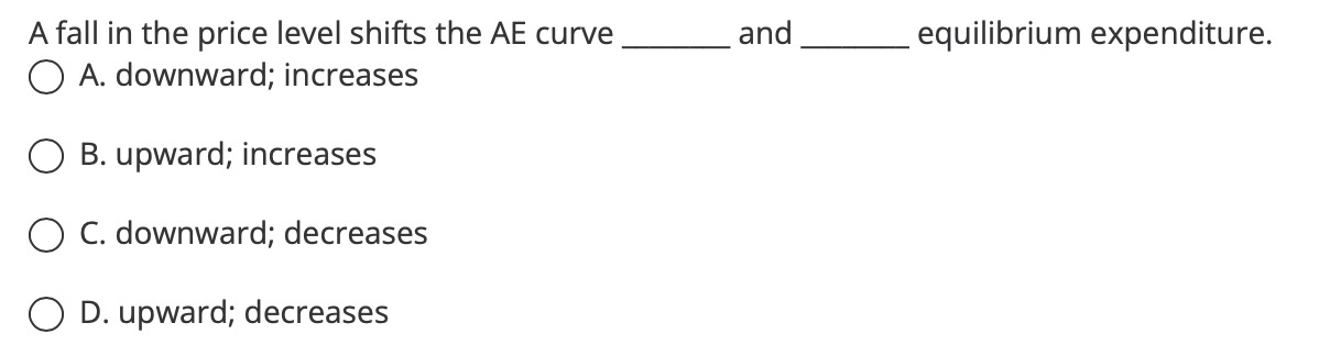 Solved A fall in the price level shifts the AE curve and | Chegg.com