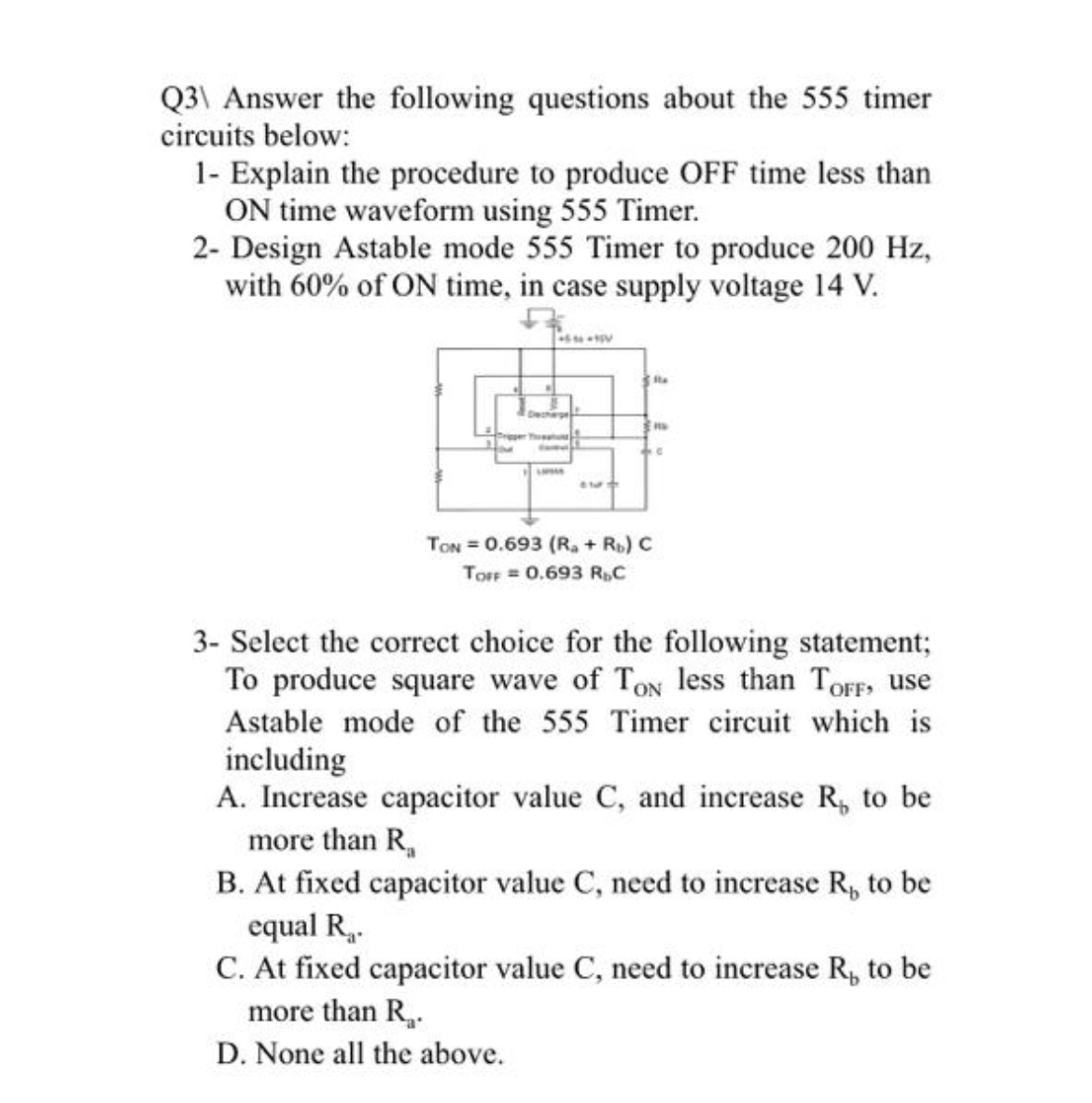 Solved Q3 ﻿Answer the following questions about the 555 | Chegg.com