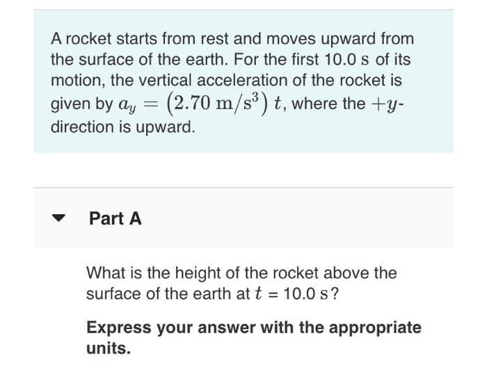 Solved A rocket starts from rest and moves upward from the | Chegg.com