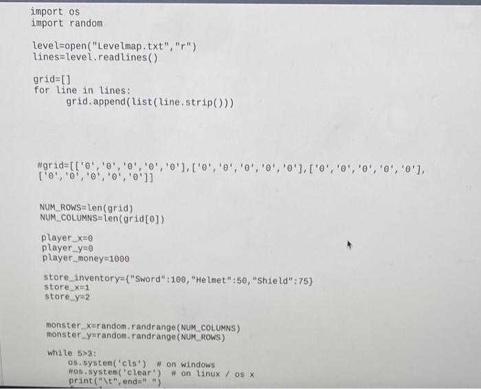 Solved Game example: Using the code for the dungeon crawler | Chegg.com