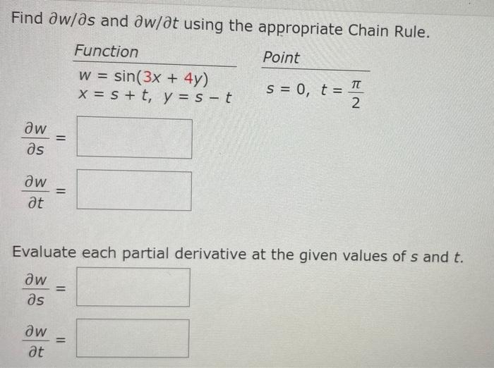Solved Find aw/as and aw/at using the appropriate Chain | Chegg.com