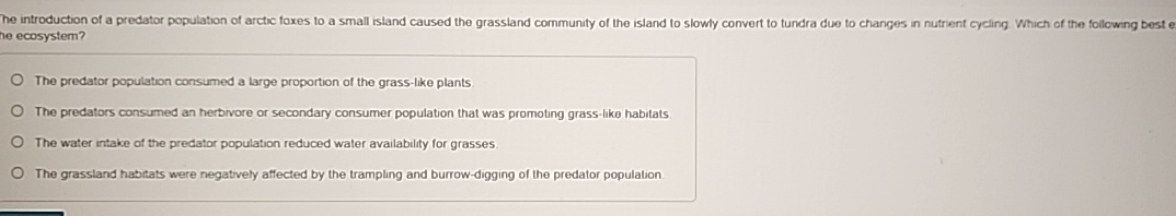 Solved he introduction of a predator population of arctic | Chegg.com