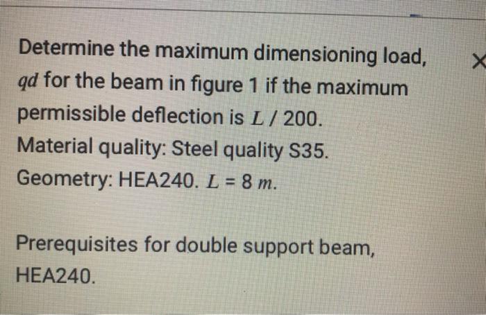 Solved X х Determine the maximum dimensioning load, qd for | Chegg.com