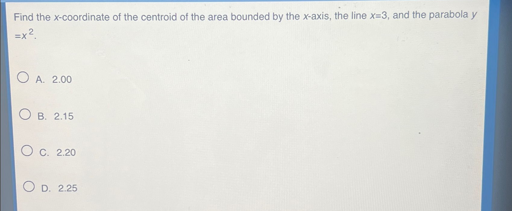 Solved Find the x-coordinate of the centroid of the area | Chegg.com