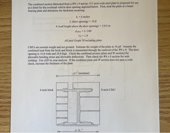 The combined section fabricated from a W6x9 and an | Chegg.com