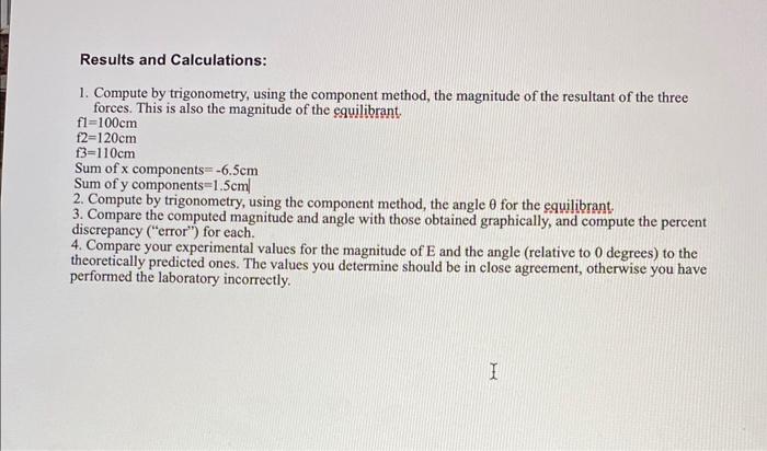 Solved Results and Calculations: 1. Compute by trigonometry, | Chegg.com