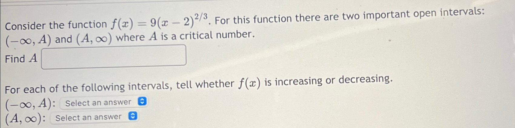 Solved Consider the function f(x)=9(x-2)23. ﻿For this | Chegg.com