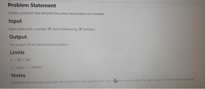 Solved Problem Statement Create a program that will print | Chegg.com