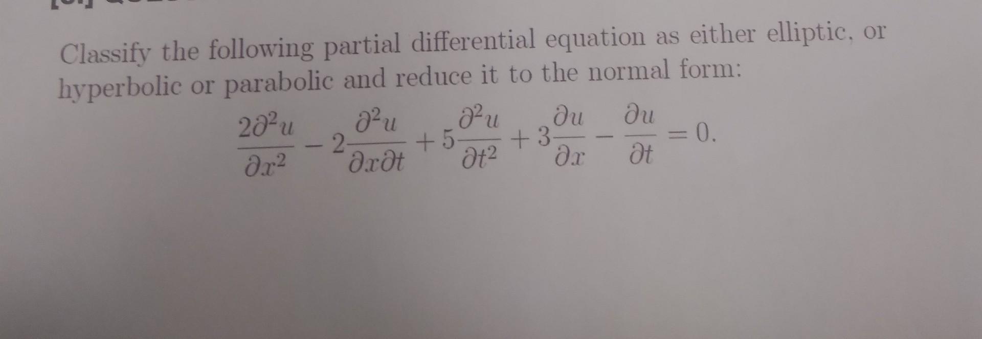 Solved Classify the following partial differential equation | Chegg.com