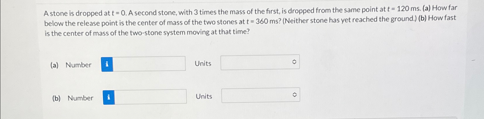 Solved A stone is dropped at t=0. ﻿A second stone, with 3 | Chegg.com