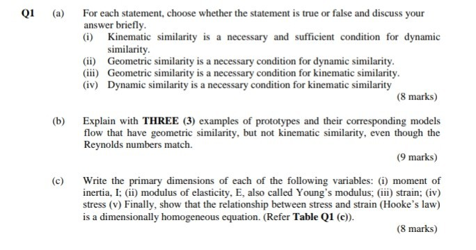 Solved Q1 (a) (b) For each statement, choose whether the | Chegg.com