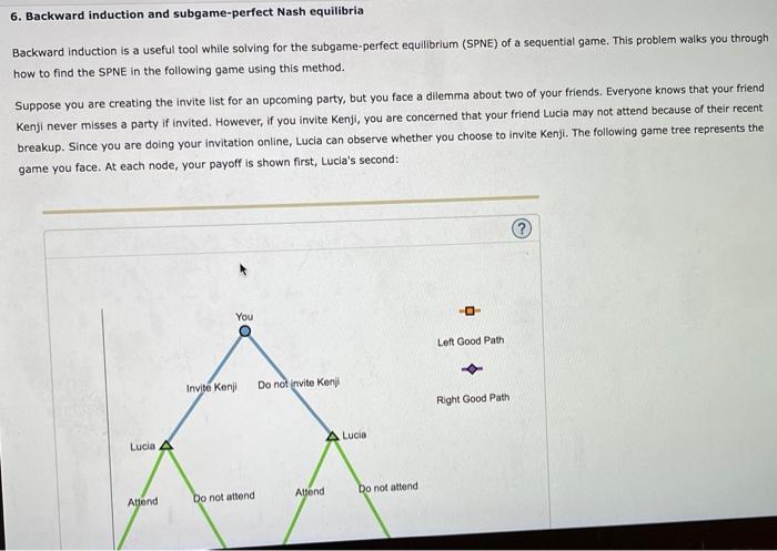 Solved 6. Backward induction and subgame-perfect Nash | Chegg.com