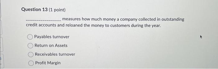 Solved measures how much money a company collected in | Chegg.com