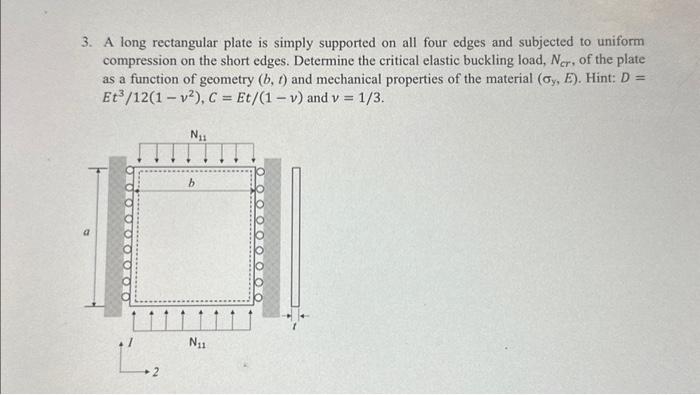Solved 3. A long rectangular plate is simply supported on | Chegg.com