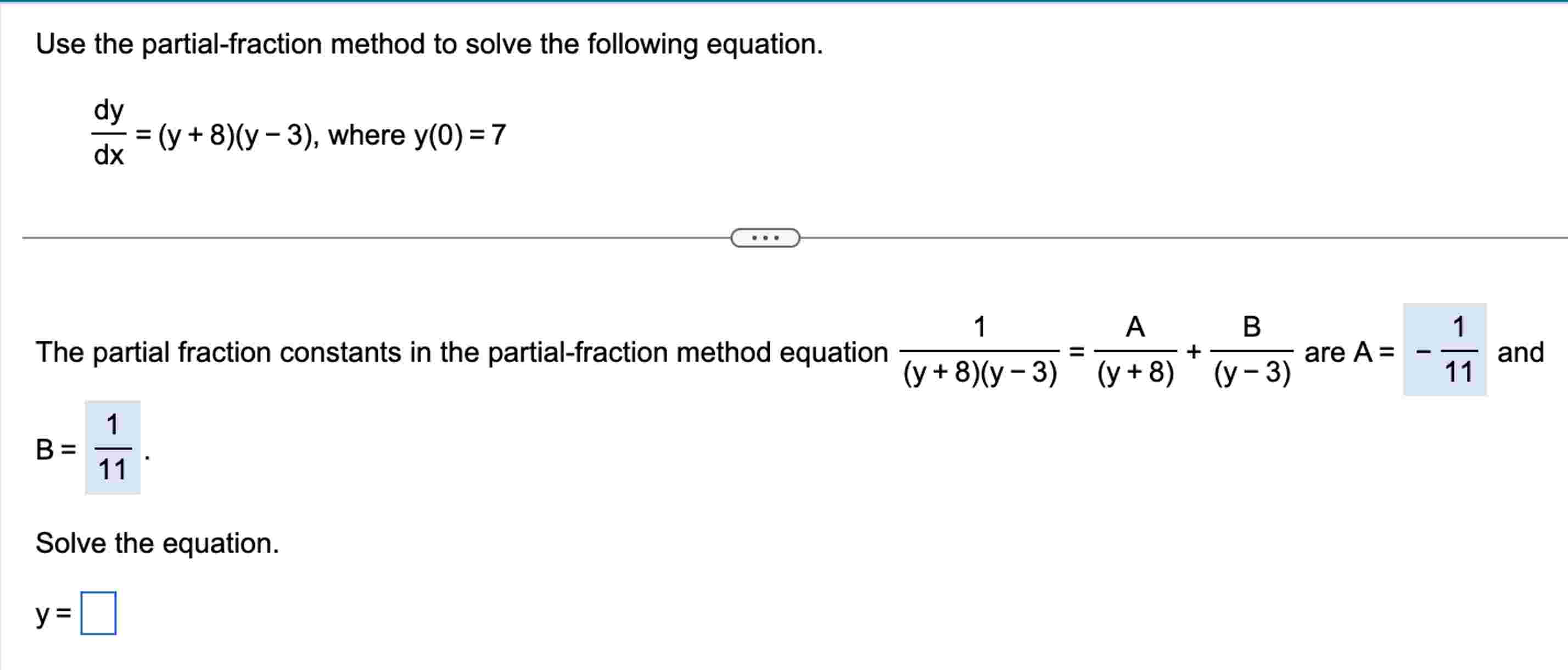 Solved Use the partial-fraction method to ﻿solve the | Chegg.com