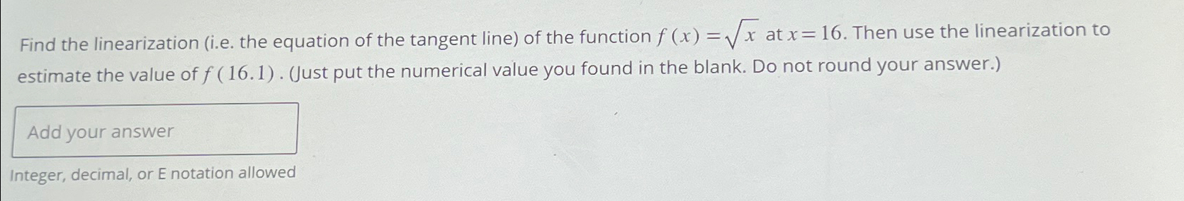 Solved Find the linearization (i.e. ﻿the equation of the | Chegg.com