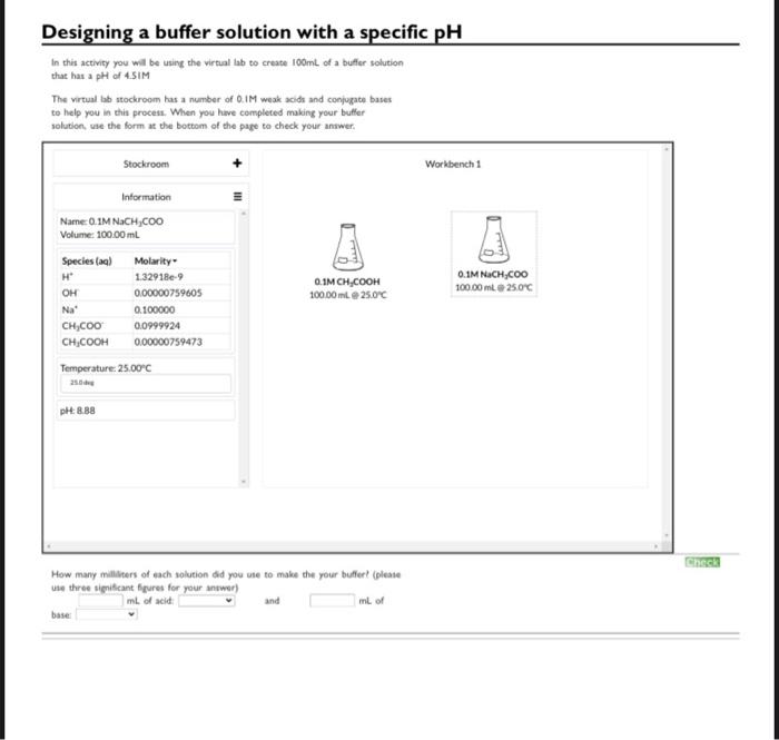 Solved Designing a buffer solution with a specific pH In | Chegg.com