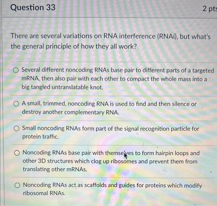 Solved There are several variations on RNA interference | Chegg.com