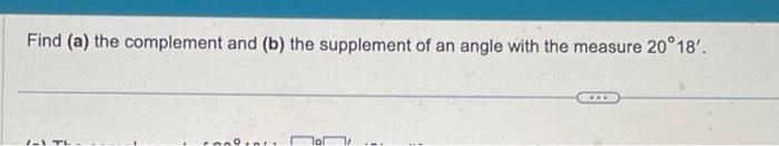 Solved Find (a) the complement and (b) the supplement of an | Chegg.com