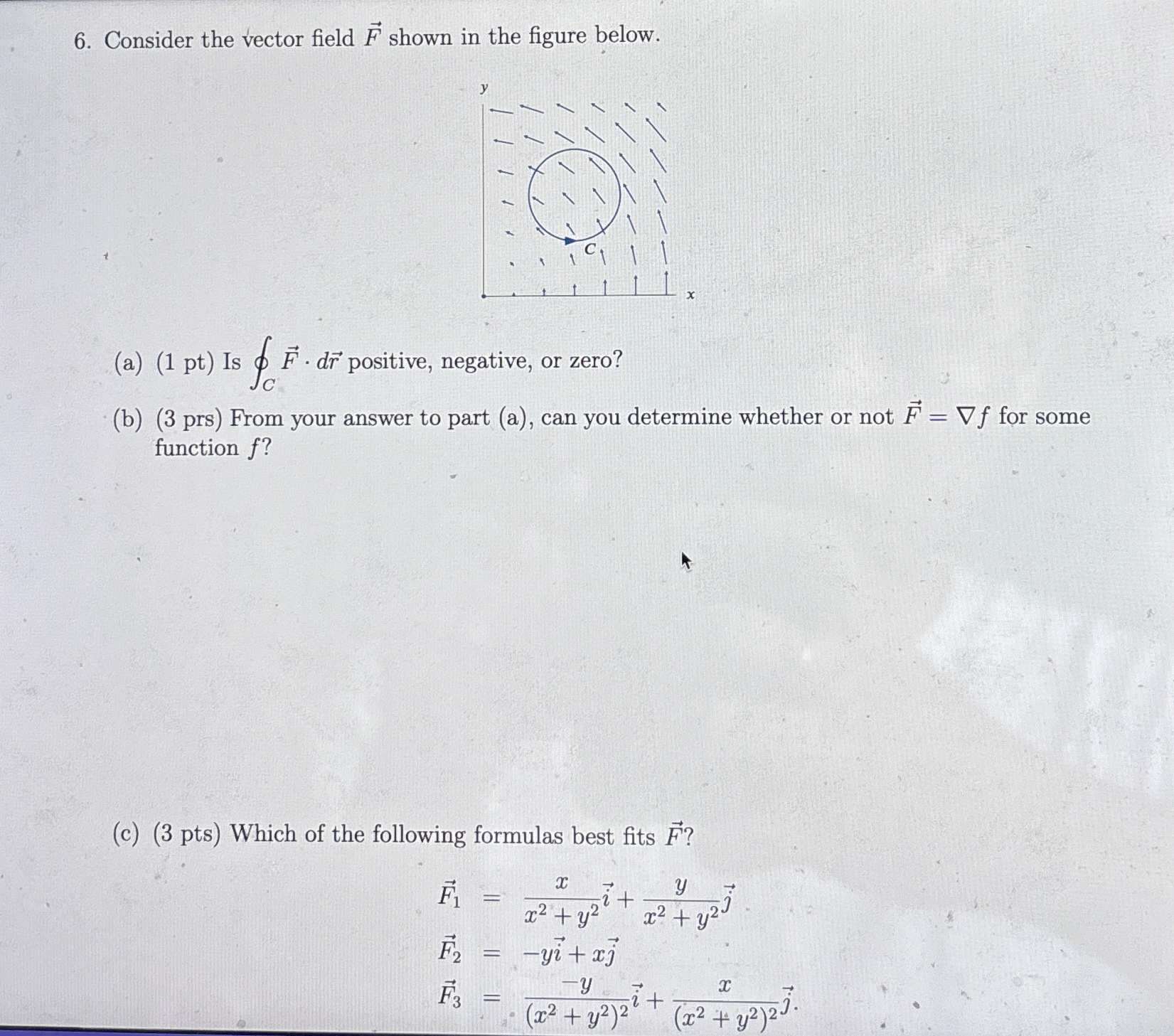 Solved Consider the vector field vec(F) ﻿shown in the figure | Chegg.com