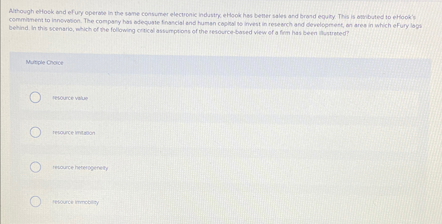 Solved Although eHook and eFury operate in the same consumer | Chegg.com