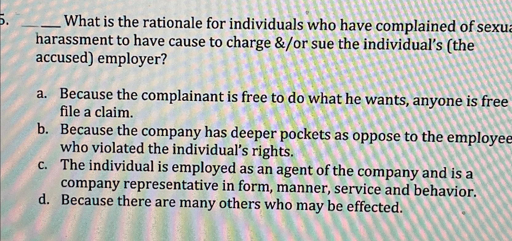 Solved What is the rationale for individuals who have | Chegg.com