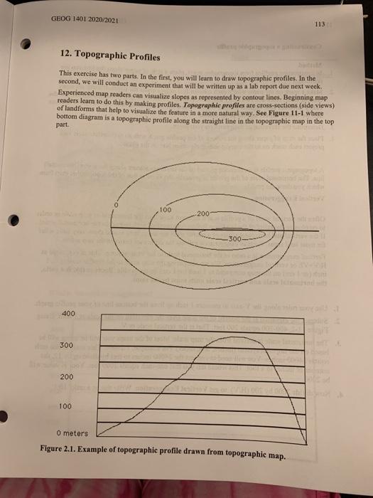 Solved GEOG 1401 2020/2021 113 12. Topographic Profiles This | Chegg.com
