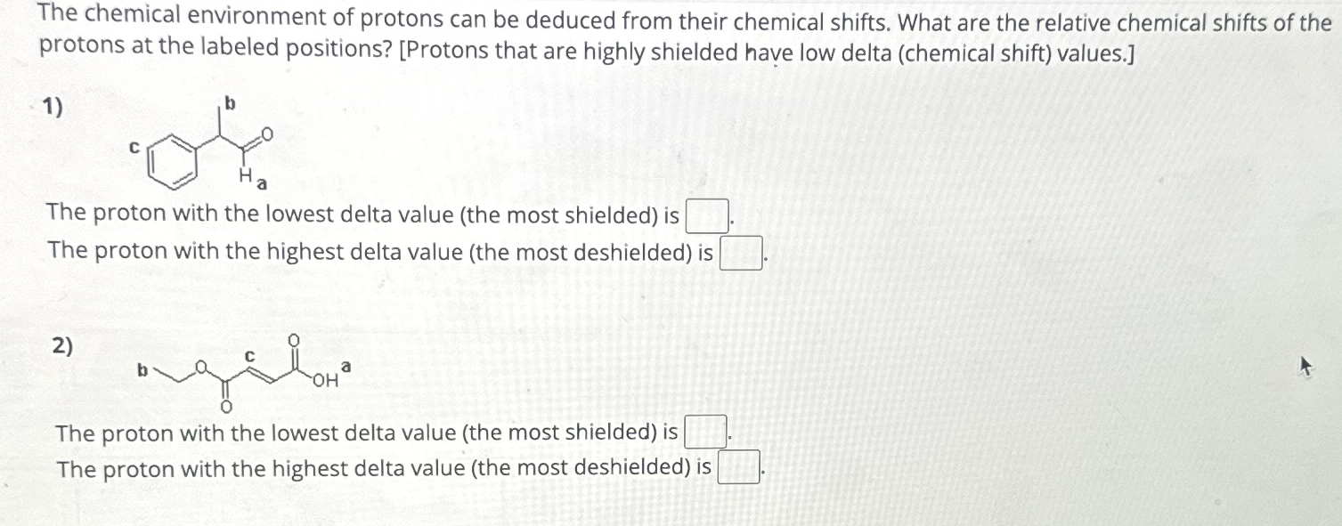 Solved The chemical environment of protons can be deduced | Chegg.com