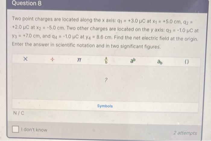 Solved Two point charges are located along the x axis: | Chegg.com