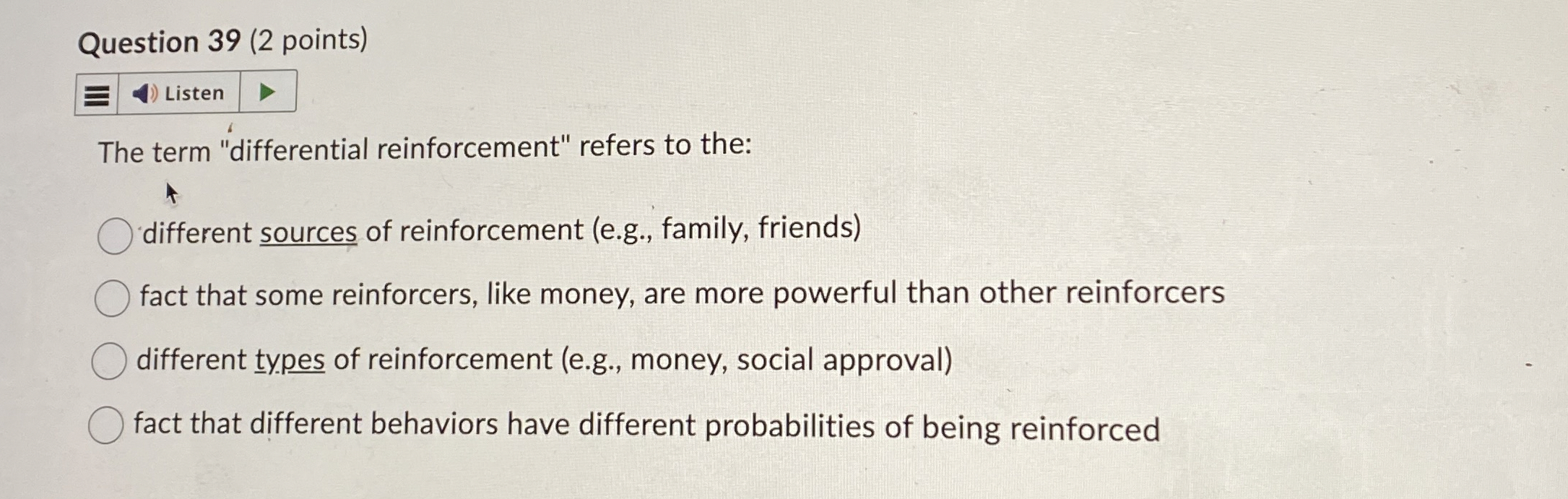 Solved Question 39 (2 ﻿points)The term "differential | Chegg.com