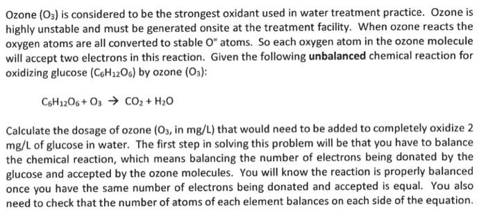 Solved Ozone (O3) is considered to be the strongest oxidant | Chegg.com
